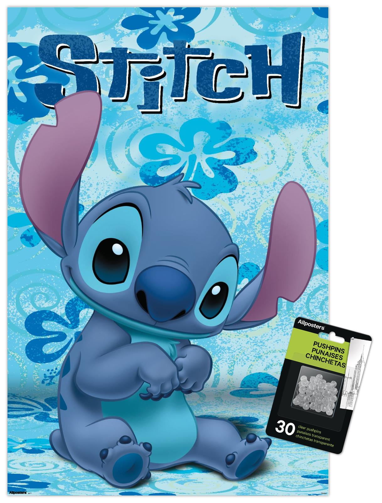 Disney Lilo and Stitch - Cute Wall Poster with Push Pins, 14.725" x 22. ...