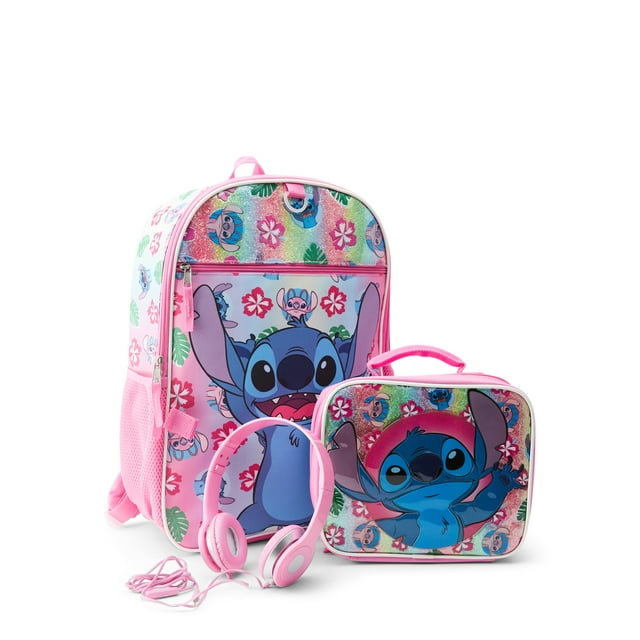 Disney Lilo and Stitch Girl's 3-Piece Backpack Set with Headphone ...