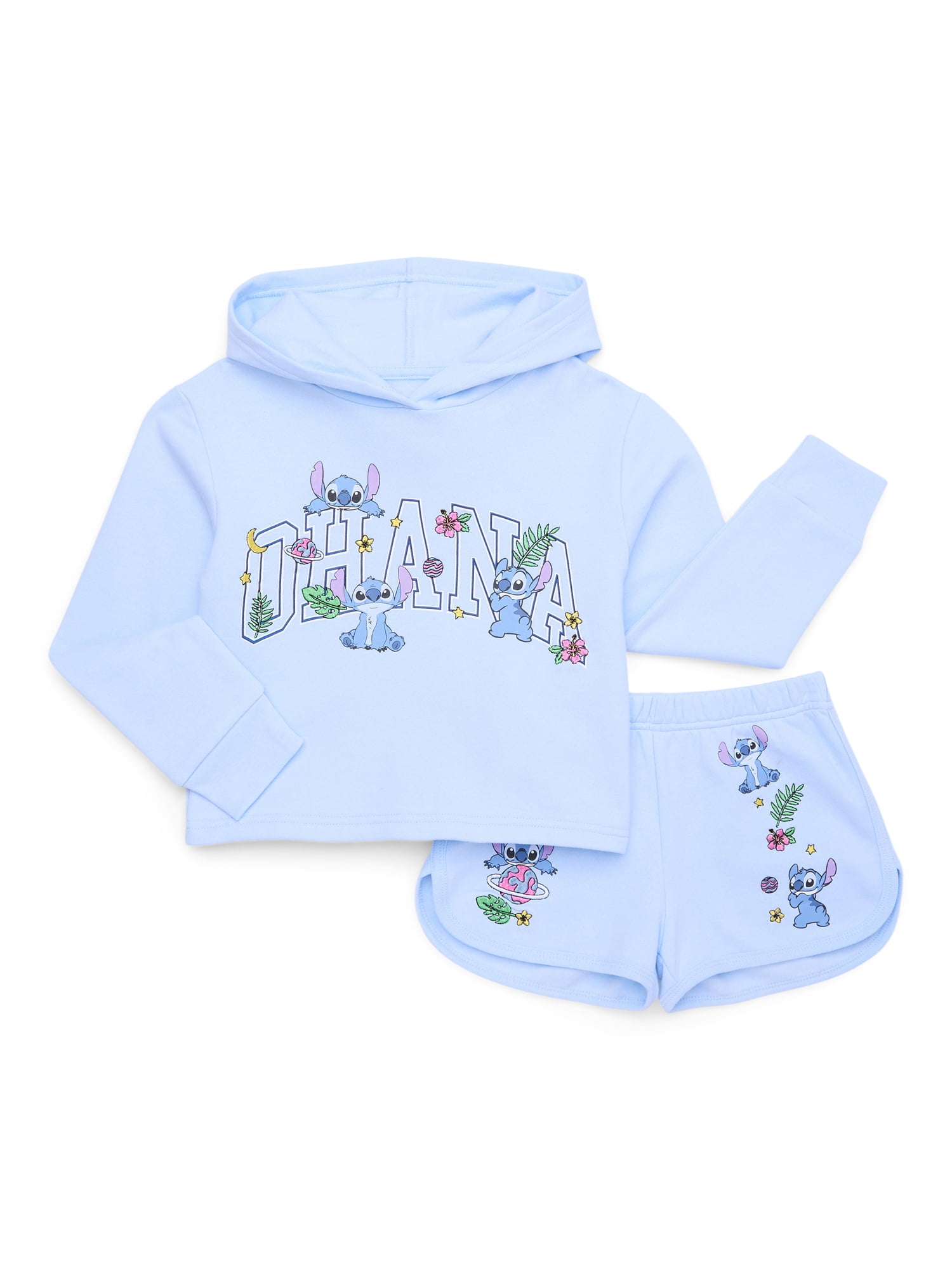Disney Lilo and Stitch Girls Graphic Hoodie and Shorts Set, 2-Piece ...