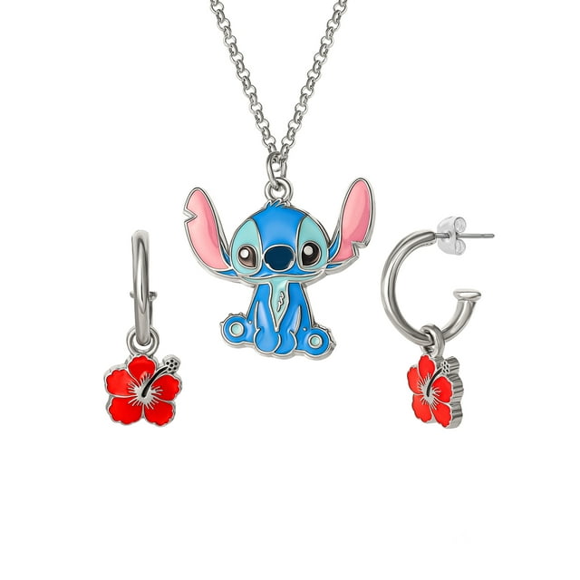 Disney Stitch Girls Stitch Pendant and Earring Set - Walmart.com