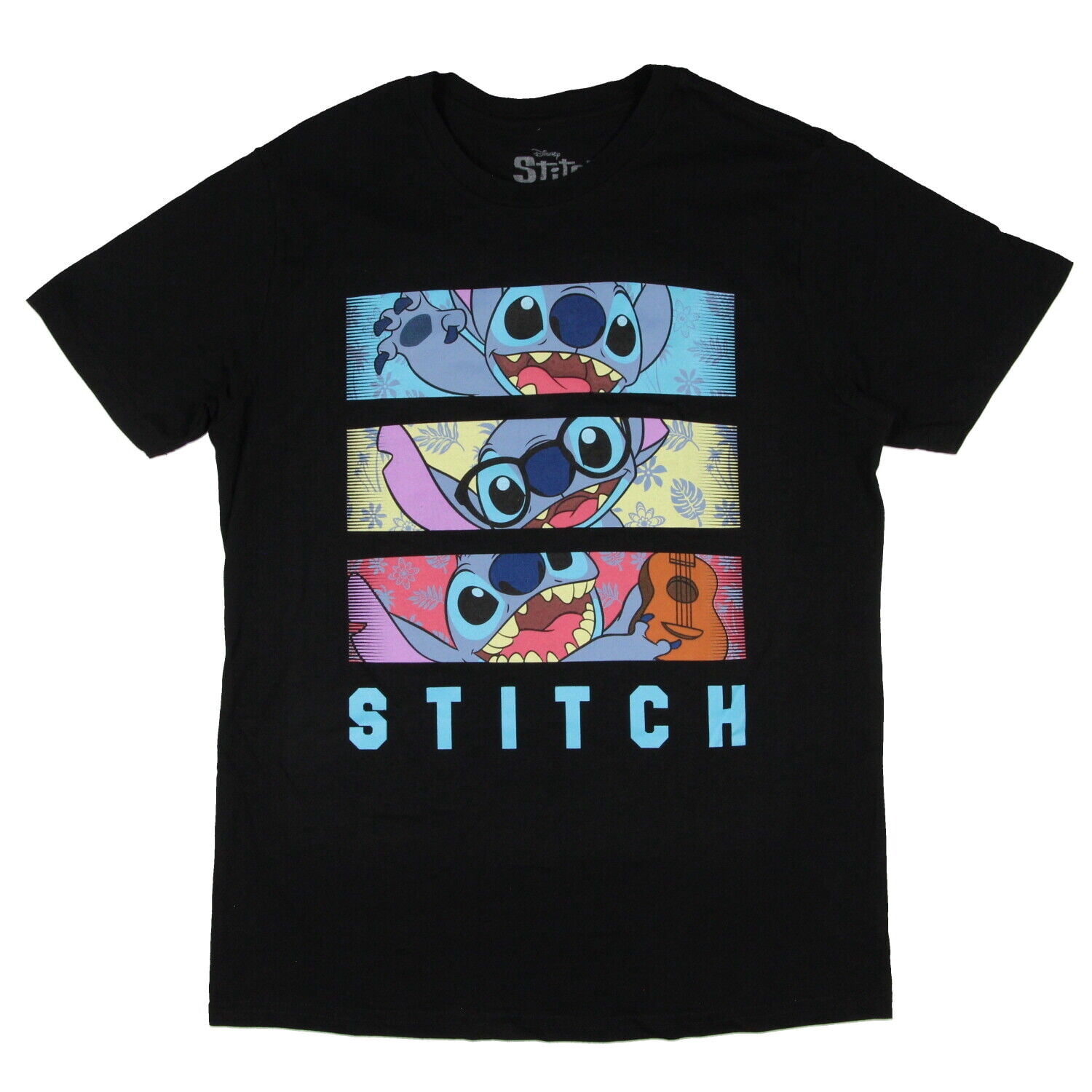 Disney Lilo and Stitch Mens Shirt Stitch 3 Expressions Panel Adult T ...