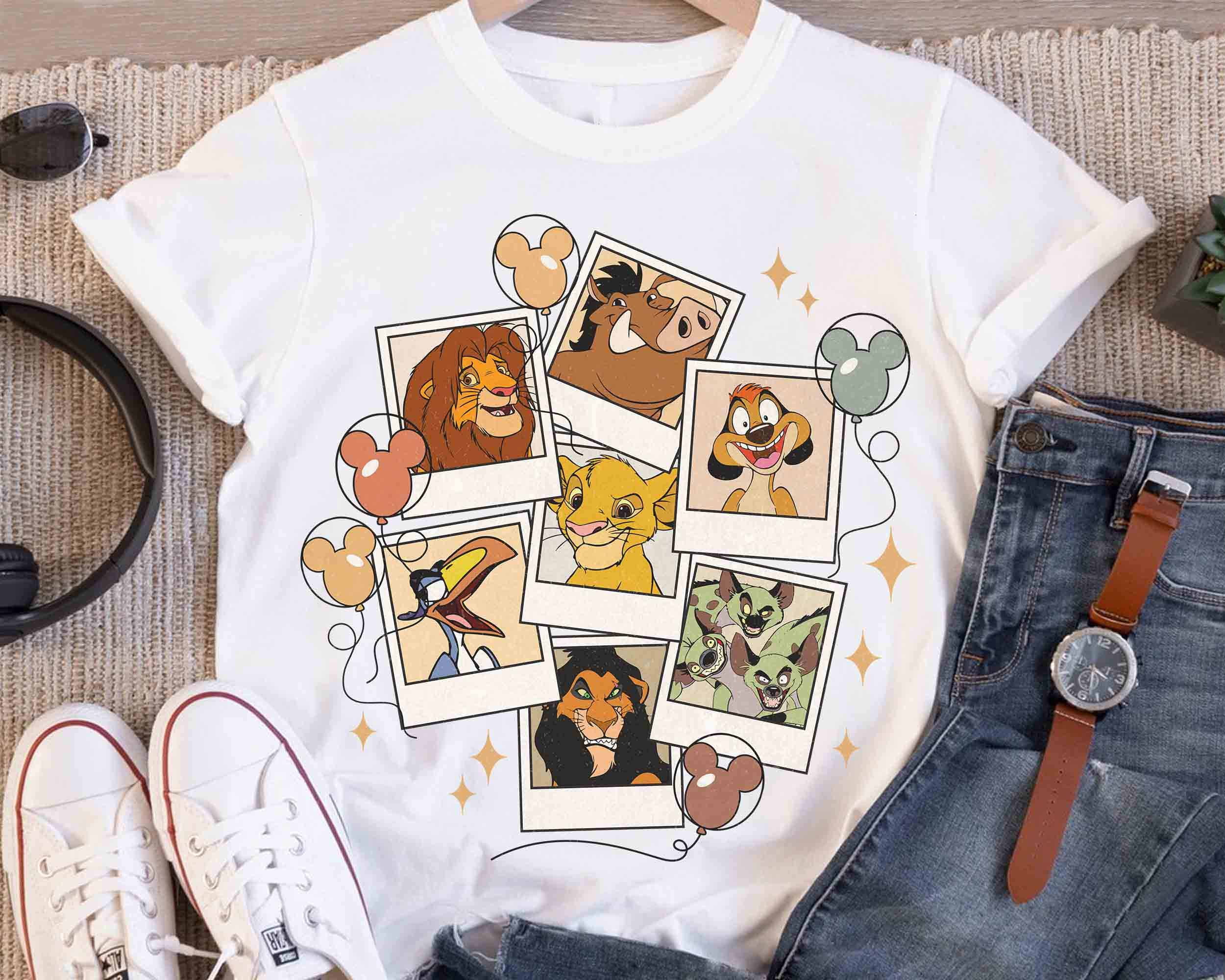 Disney Lion King Characters Group Photo Balloons T-Shirt Simba Timon ...