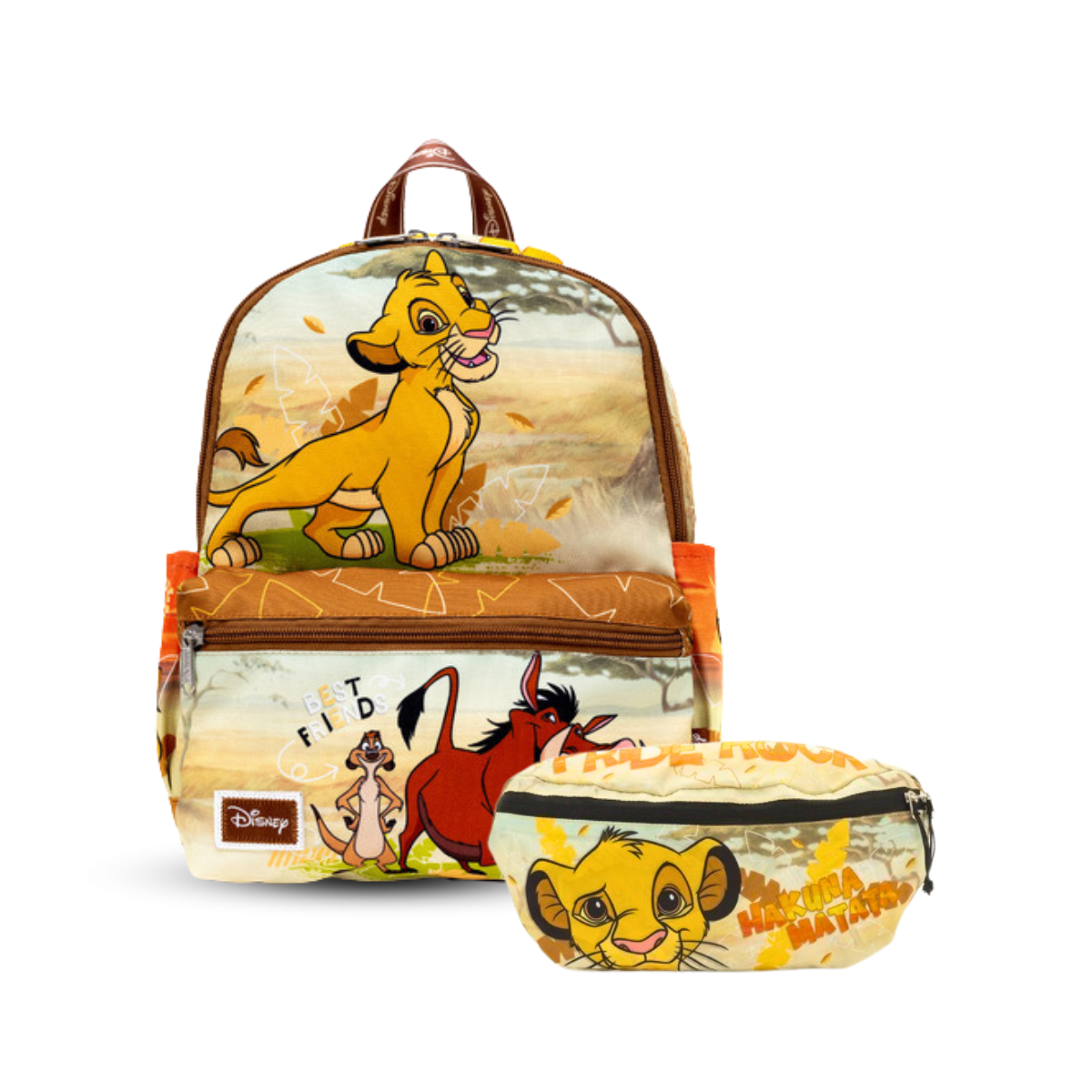 Disney Lion King - Simba 13-inch Nylon Backpack and Collapsible Hip ...