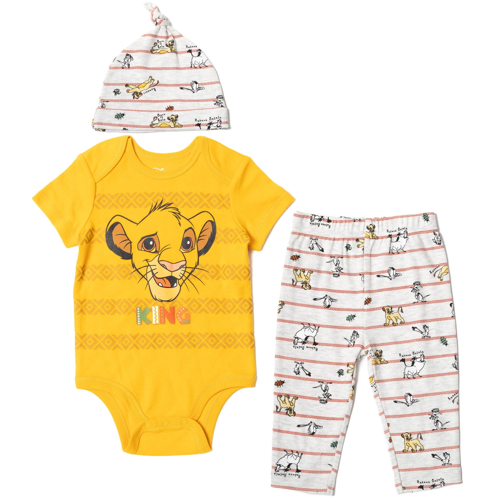 Disney Lion King Simba Infant Baby Boys Bodysuit Pants and Hat 3 Piece ...