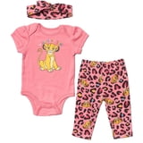 Disney Lion King Simba Infant Baby Girls Bodysuit Pants and Headband 3 ...