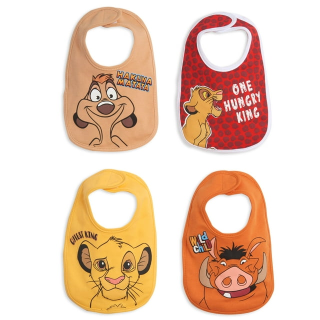 Disney Lion King Simba Timon Pumbaa Baby Boys 4 Pack Bibs One Size ...
