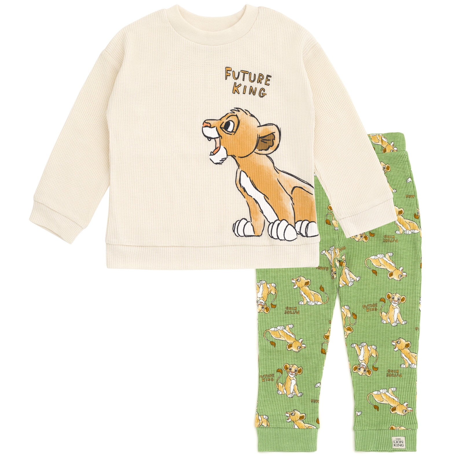 Disney Lion King Simba Waffle Knit Drop Shoulder Sweatshirt and Jogger ...