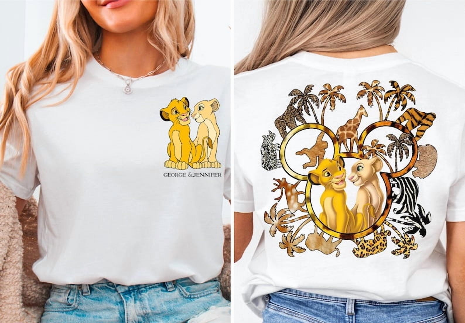 Disney Lion King Simba and Nala 2Sdide T-Shirt, Disney Honeymoon Shirt, Disney Trip Tee,white ...