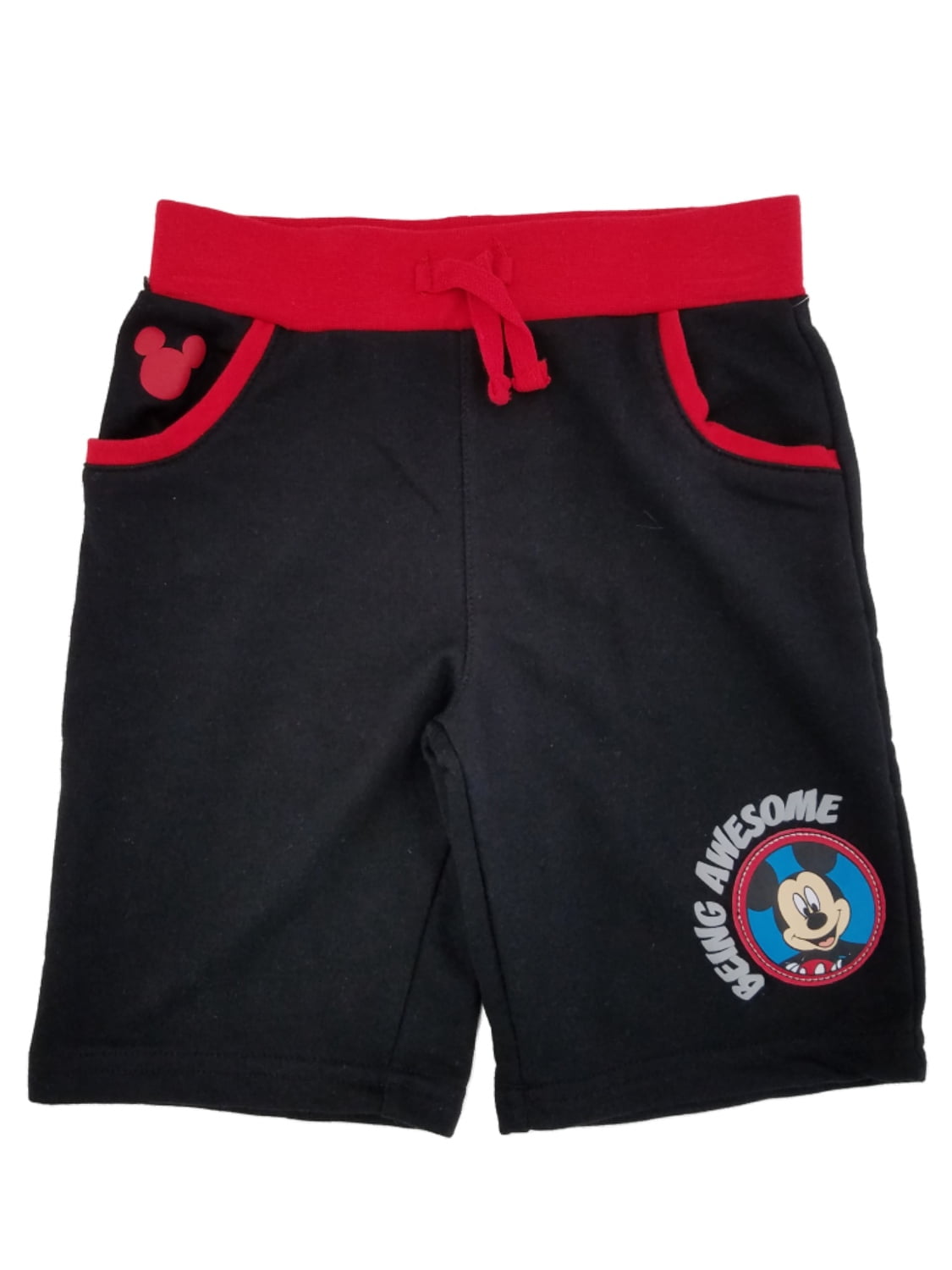 Disney Little Boys Black/Red Mickey Mouse Being Awesome Pull-On Shorts ...