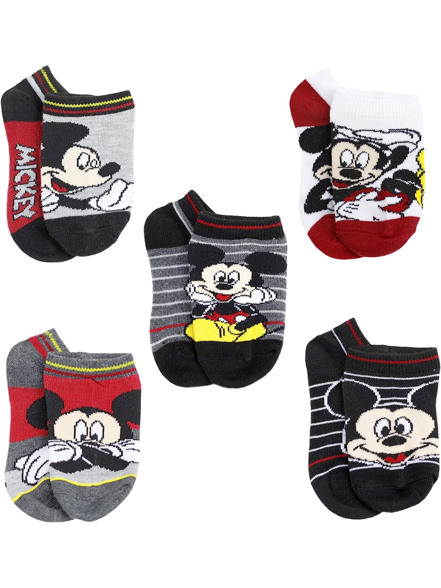 Disney Little Boys' Mickey Mouse 5 Pack Socks, Size 4-6 (Shoe Sizes 7 ...
