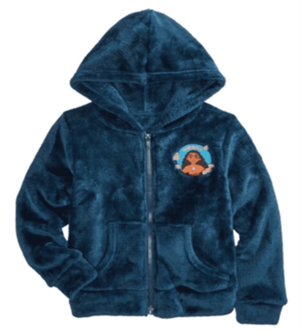 Disney Little Girl's Moana Flowers Zip Woobie Hoodie Blue Size 5 ...