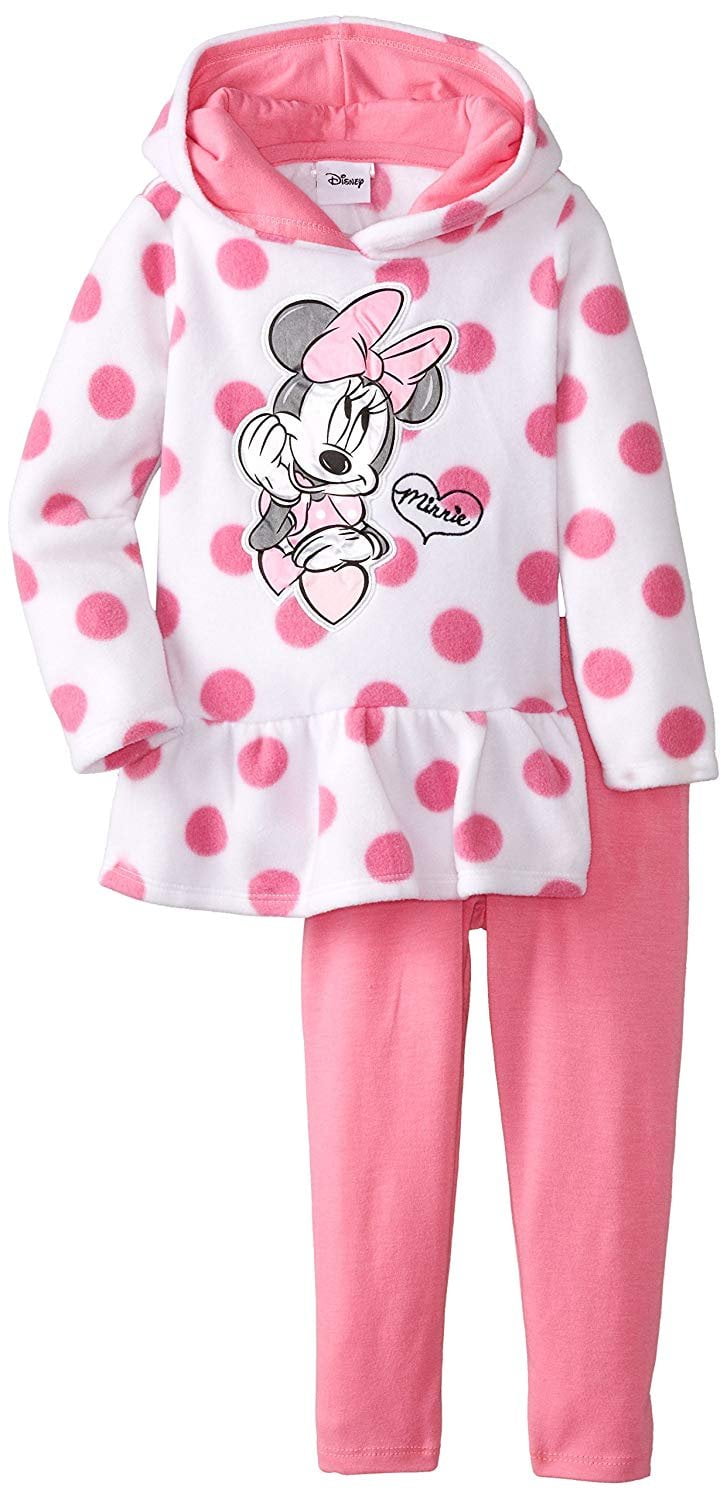 Disney Little Girls' Minnie Mouse 2 Pieced Polka Dot Fleece Set, Pink ...