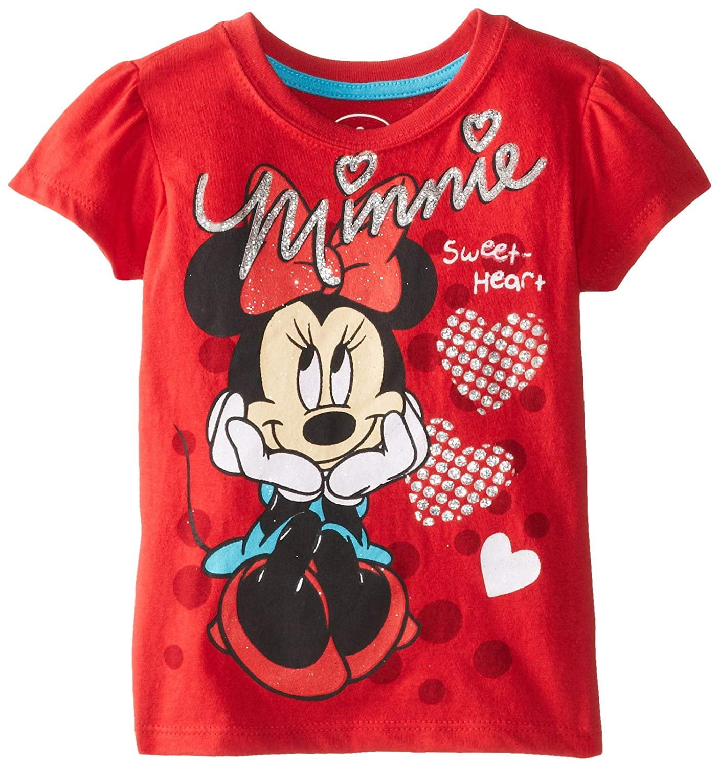 Disney Little Girls' Minnie Mouse Sweet Heart Short Sleeve T-Shirt ...