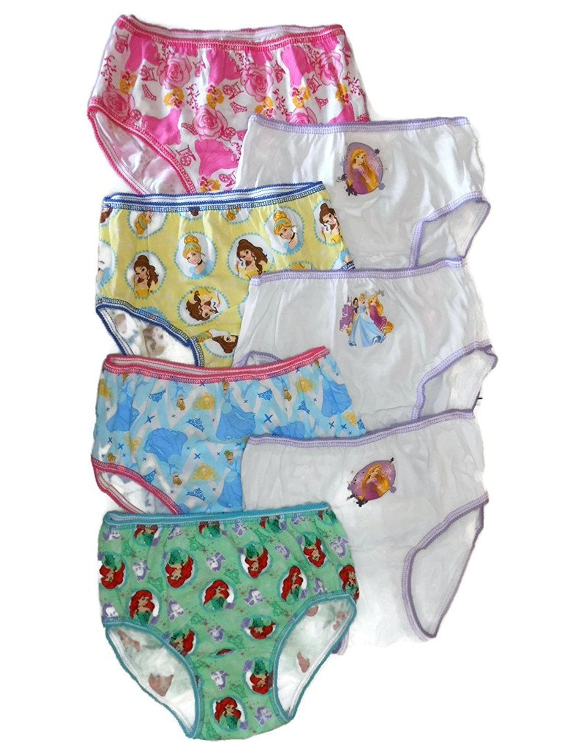 Disney Little Girls' Princess Panties, 7-Pack, 100% Cotton, Assorted ...