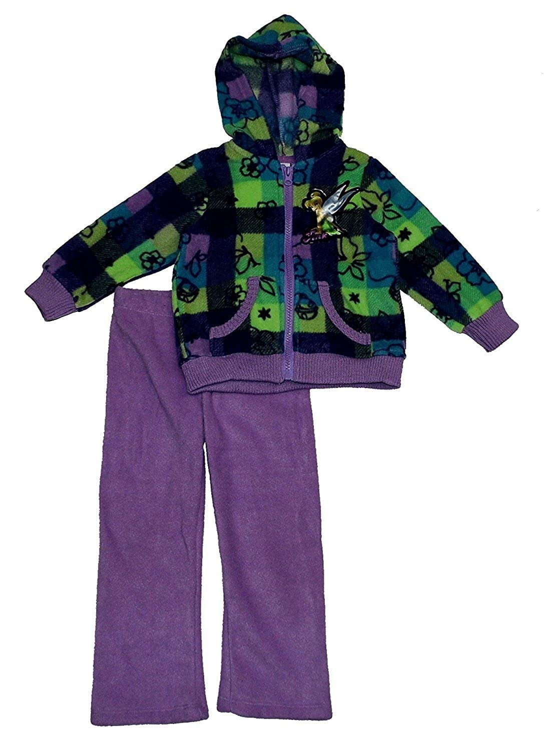 Disney Little Girls' Toddler 2 Piece Plaid Tinkerbell Polar Fleece Set ...