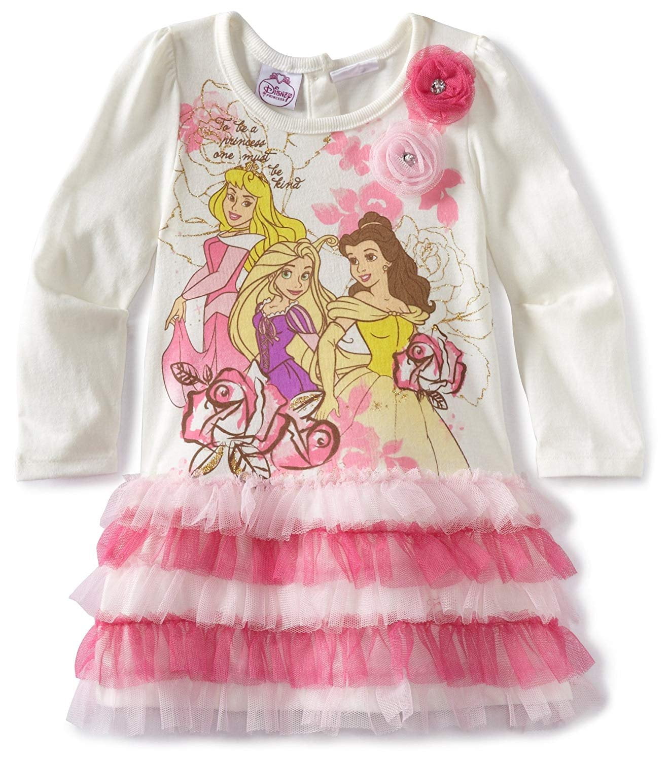 Disney Little Girls' Toddler Disney Princess Dress, Light Beige, 2T ...