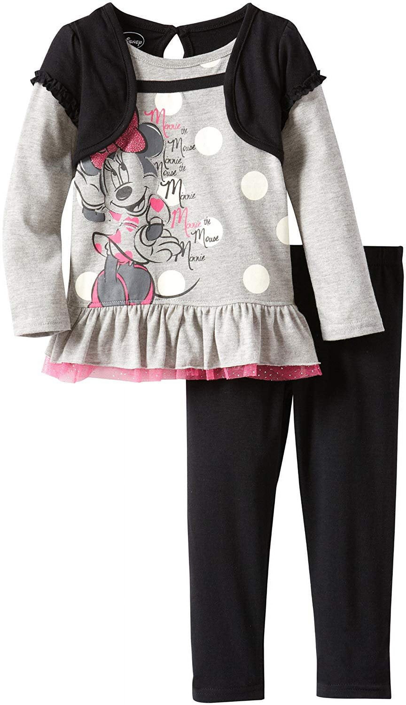 Disney Little Girls' Toddler Minnie Mouse 2 Piece Bow Shirt and Pant ...