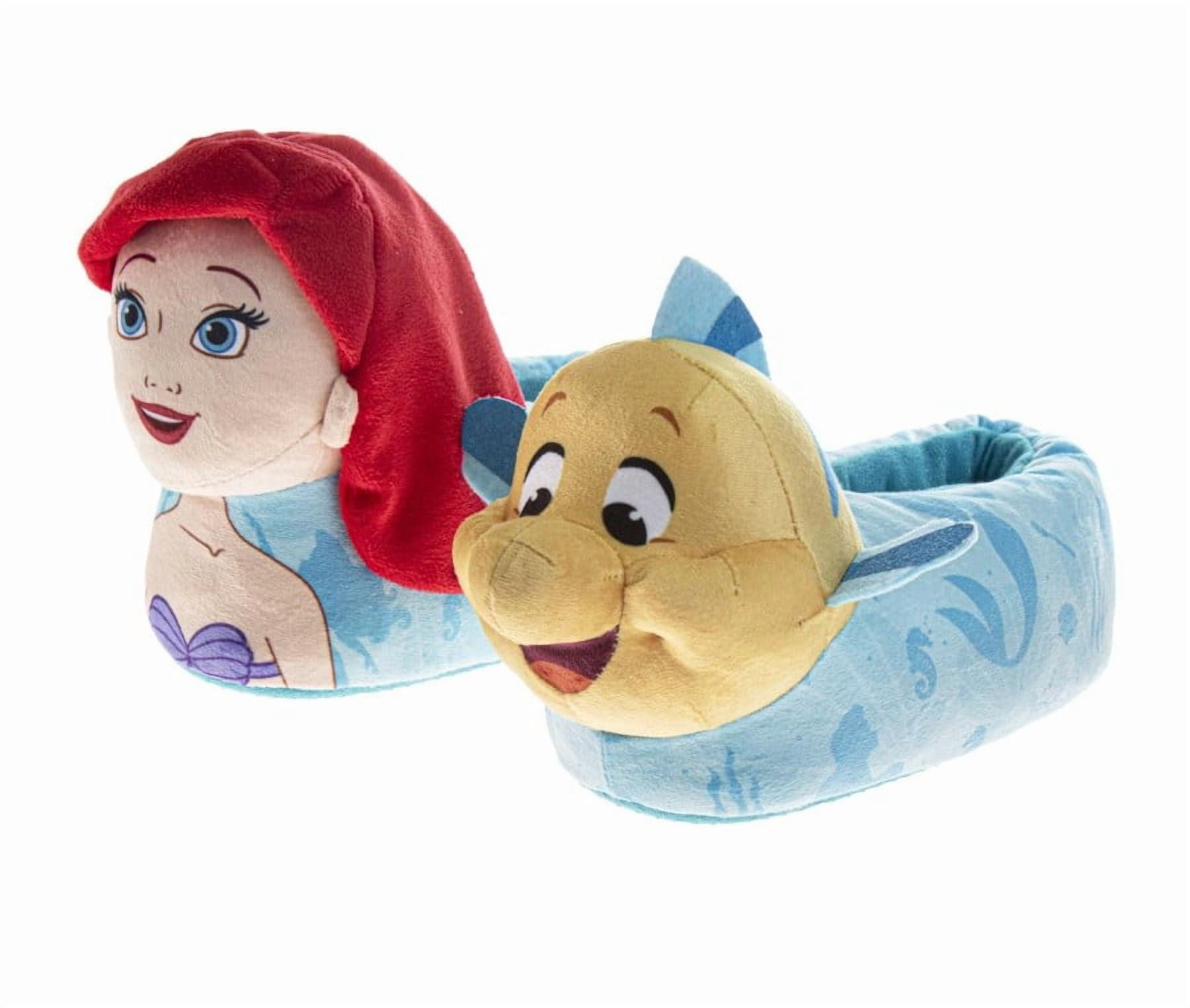 Disney Little Mermaid 3D Slippers Ariel & Flounder Warm Fluffy House ...
