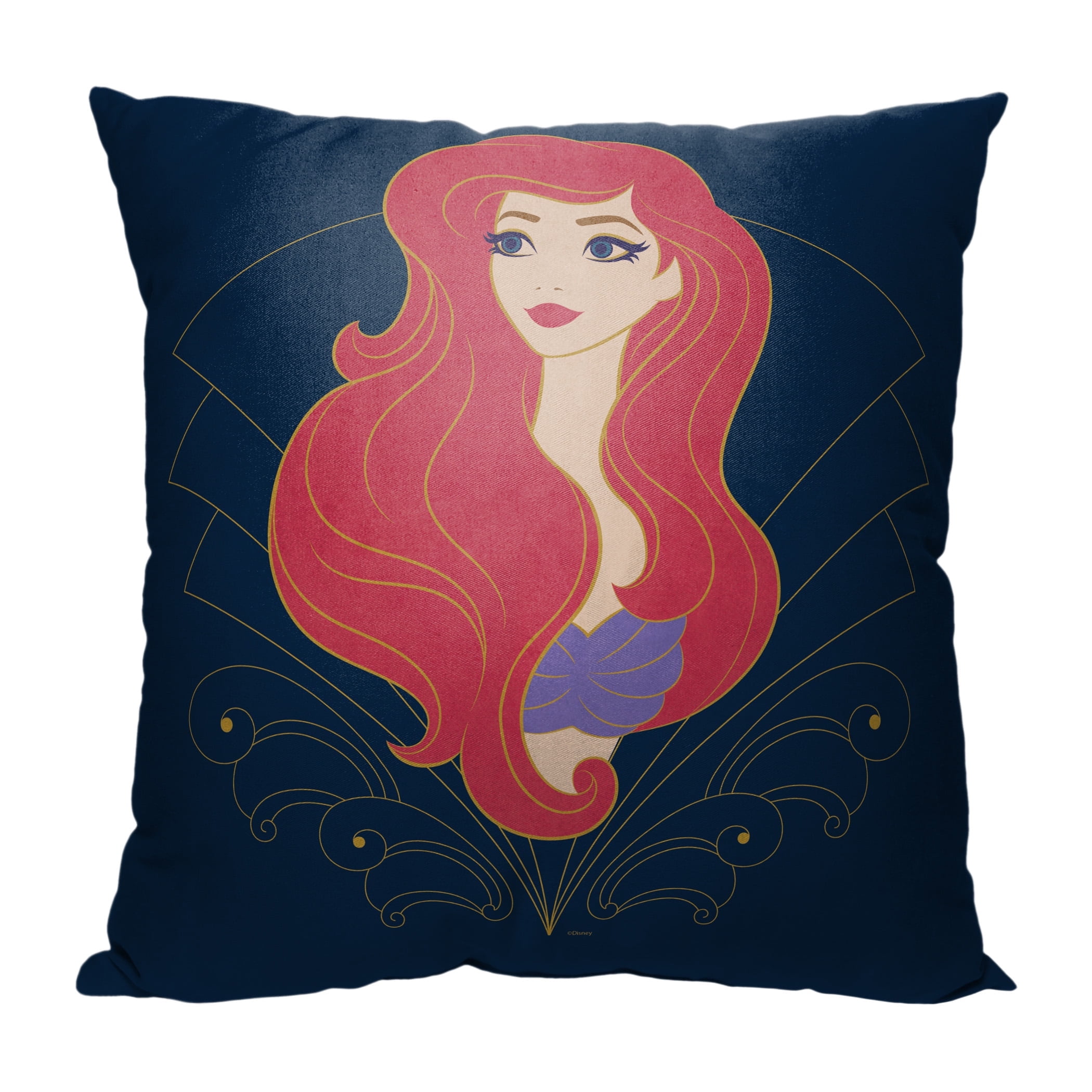 Disney Little Mermaid Ariel Art Deco Kids Printed Throw Pillow, 18 x 18 ...