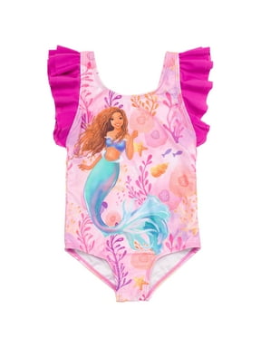 Ariel Swimsuit with Ruffle Sleeve, One Piece, Sizes 4/5 - 10/12 ...
