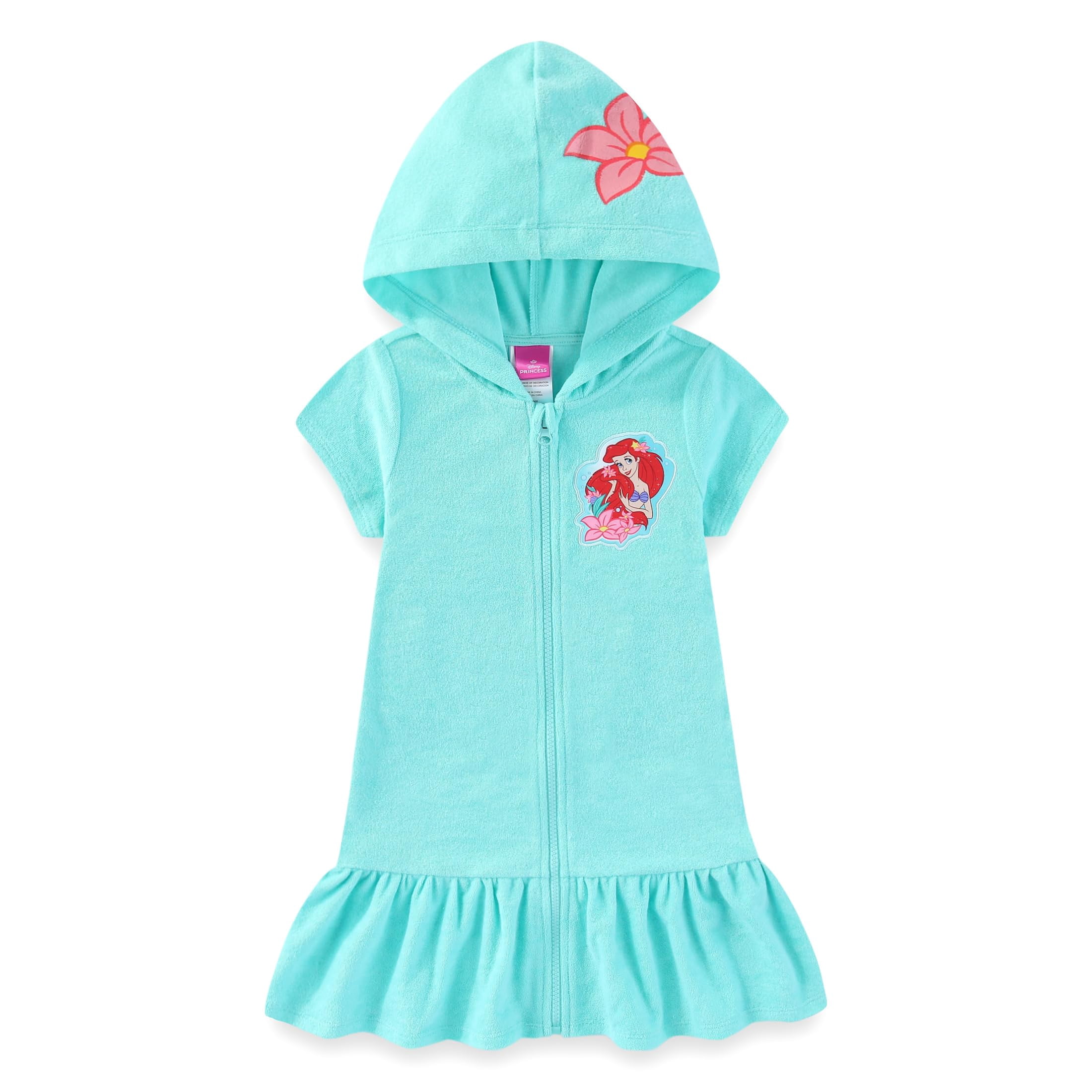 Disney Little Mermaid Ariel Hooded Swimsuit Cover-Up Zip-Up Beach Robe ...