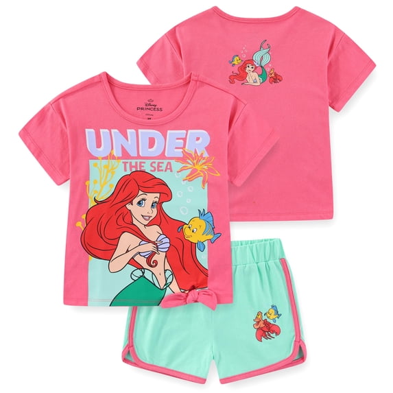 Disney Little Mermaid Ariel Short Sleeve T-Shirt and Shorts Set (Girls ...