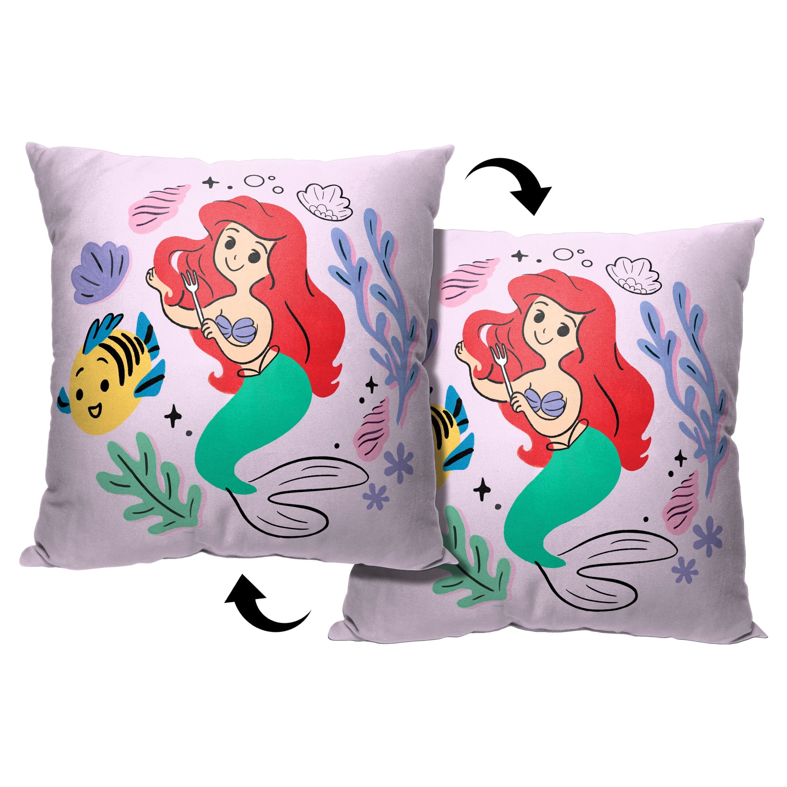 Disney Little Mermaid Classic Doodle Ariel Kids Printed Throw Pillow ...