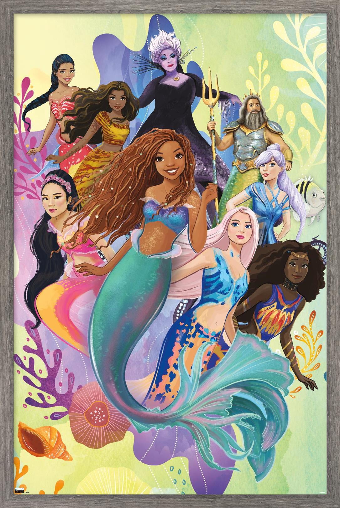 Disney Little Mermaid - Group Wall Poster, 14.725" x 22.375" Framed ...