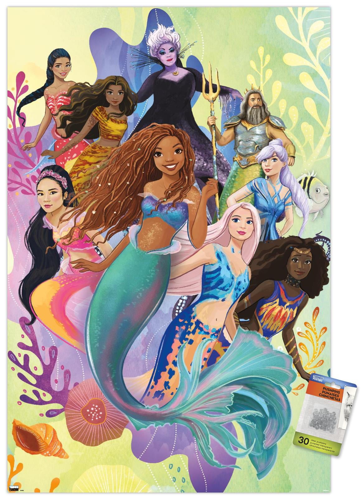 Disney Little Mermaid - Group Wall Poster with Pushpins, 22.375" x 34 ...