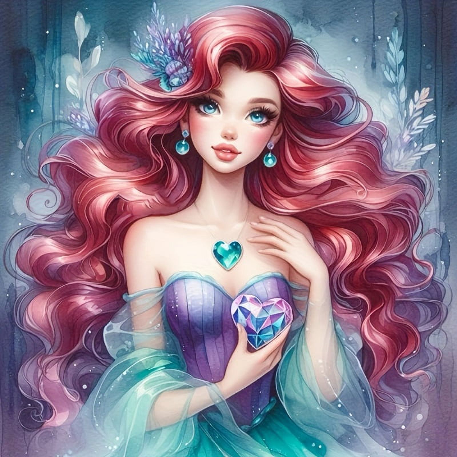 Disney Little Mermaid & Stitch 5D Diy Diamond Painting Kit, Round Full ...