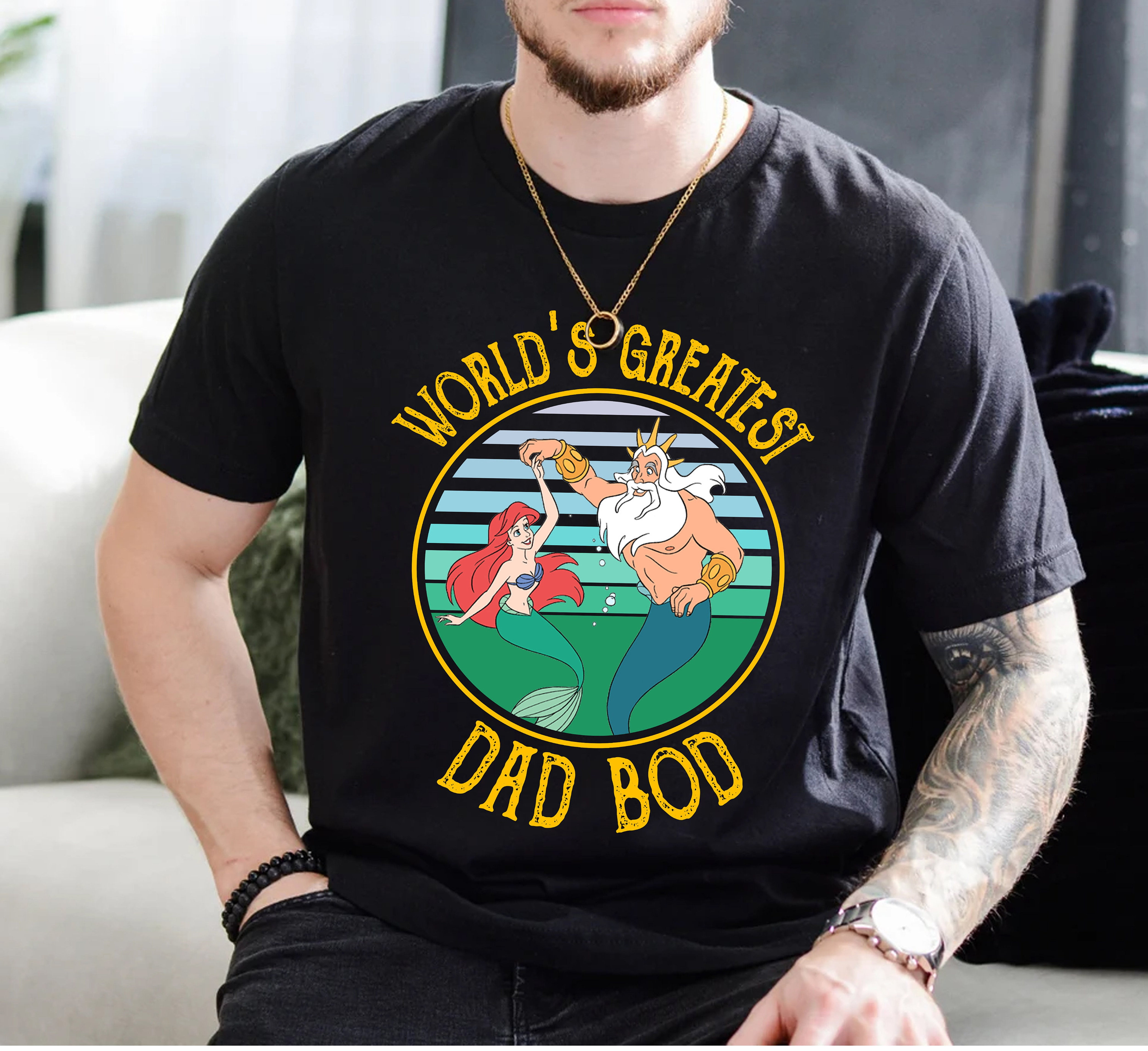 Disney Little Mermaid Triton World's Greatest Dad Bod Shirt, Disney Dad ...