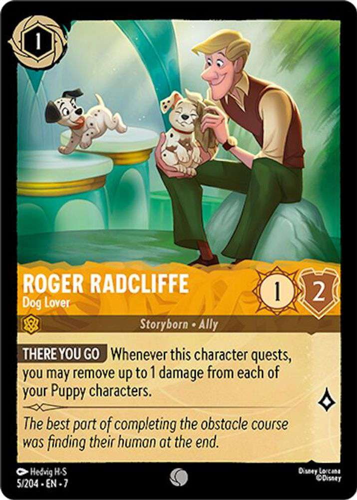 Disney Lorcana Archazia's Island Common Roger Radcliffe - Dog Lover #5 ...