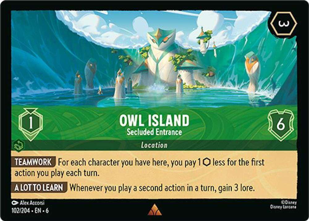 Disney Lorcana Azurite Sea Rare Owl Island - Secluded Entrance #102 ...