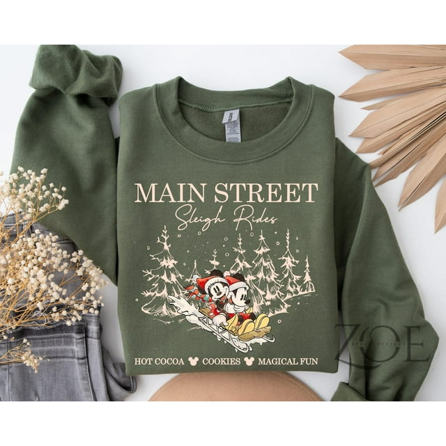 Disney Main Street Sleigh Rides Christmas Sweatshirt,Disney Merry ... Disney Main Street Sleigh Rides Christmas Sweatshirt,Disney Merry ...