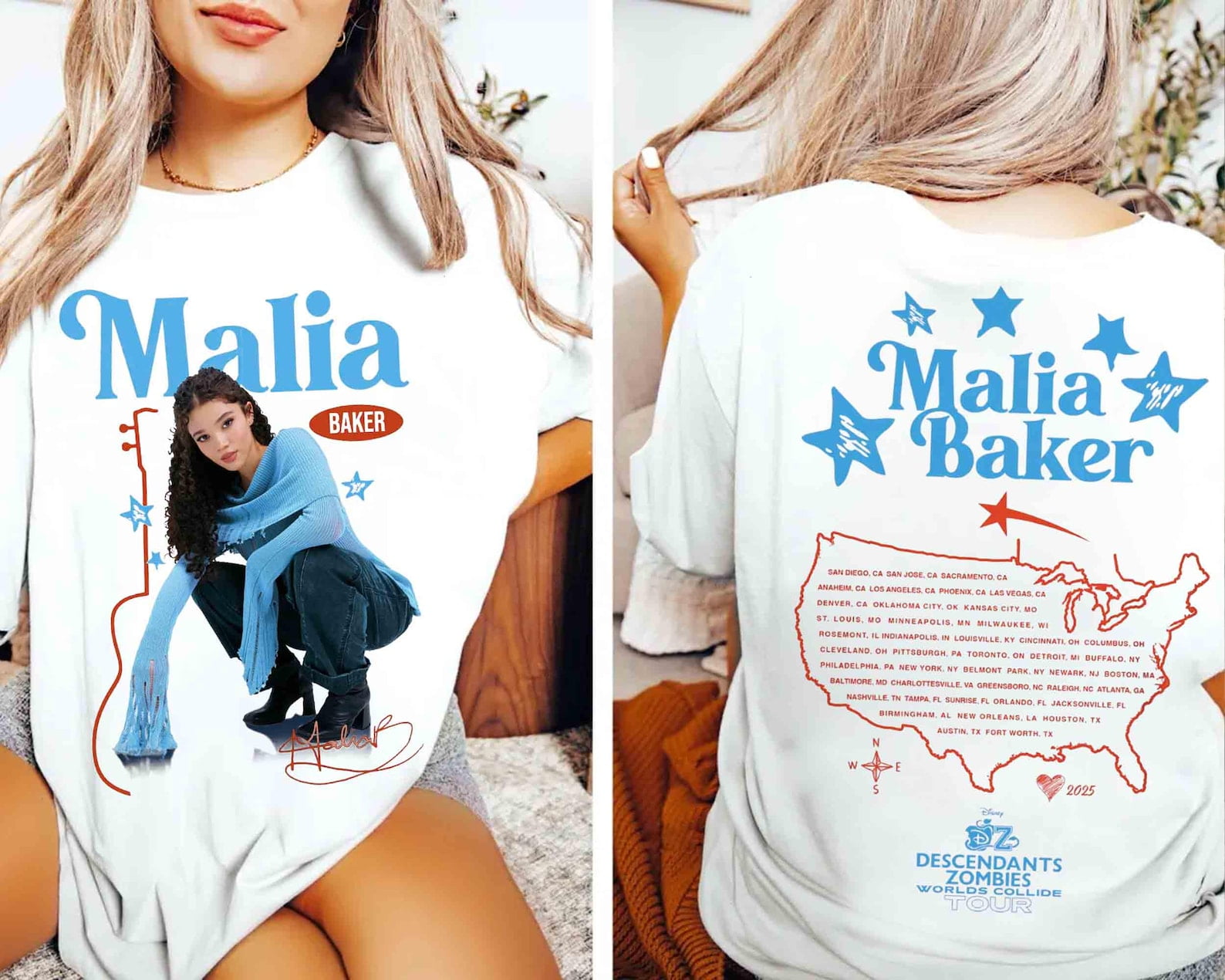 Disney Malia Baker T-shirt, Descendants Zombies Worlds Collide Tour ...