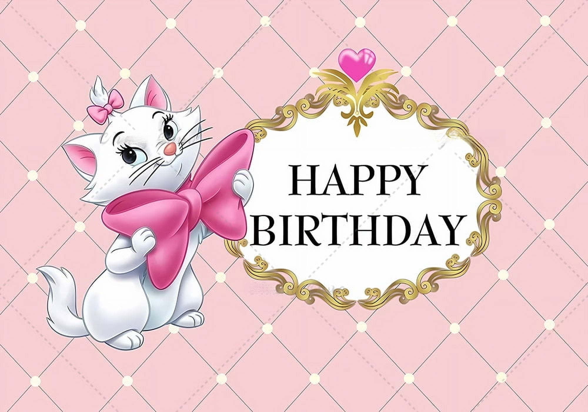 Disney Marie Happy Birthday Themed Background Fabric, Suitable for ...