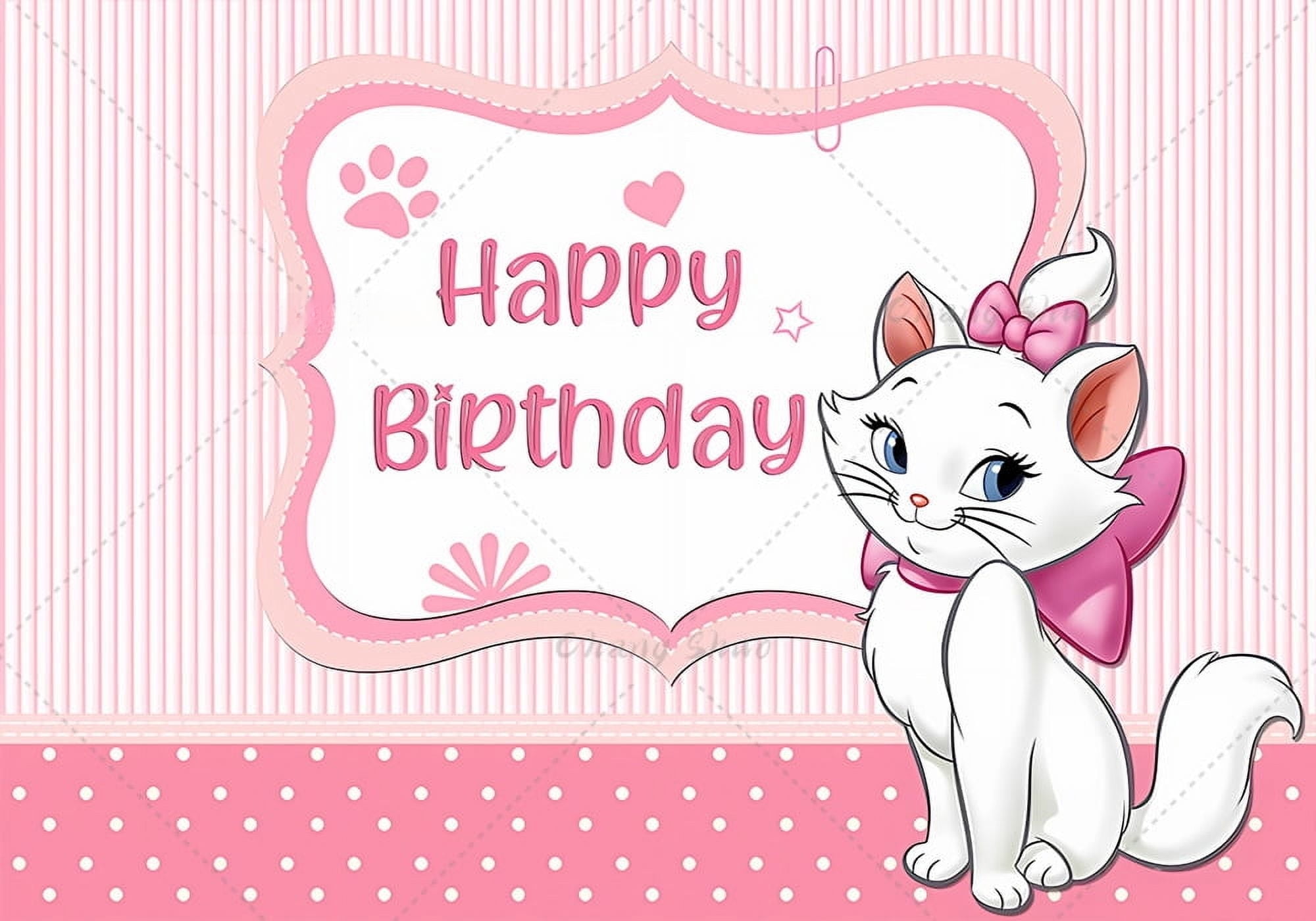 Disney Marie Happy Birthday Themed Background Fabric, Suitable for ...