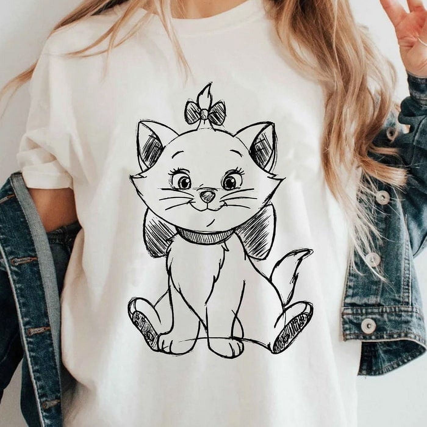 Disney Marie Sketch Portrait T-Shirt, Cute Marie The Aristocats Shirt ...