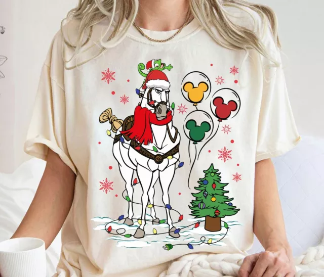 Disney Maximus and Pascal Christmas Lights Balloon Unisex Adult Kid Tee ...