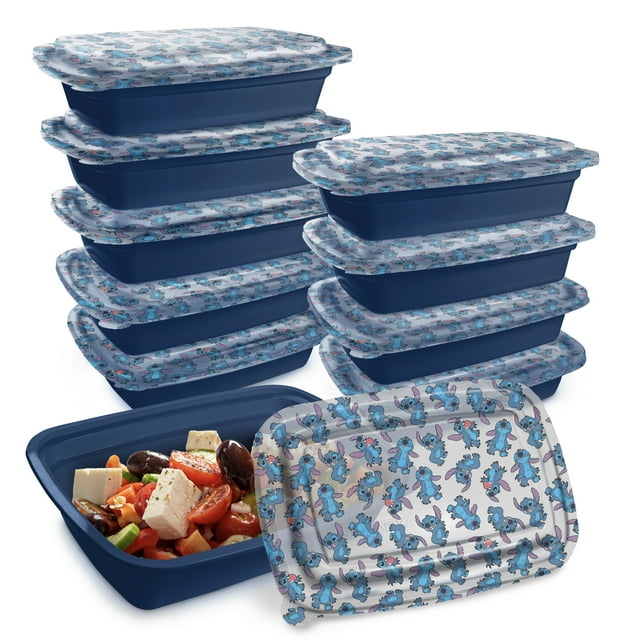 Disney Meal Prep Containers BPA-Free Plastic 4.2-Cup Stitch Navy Leak ...