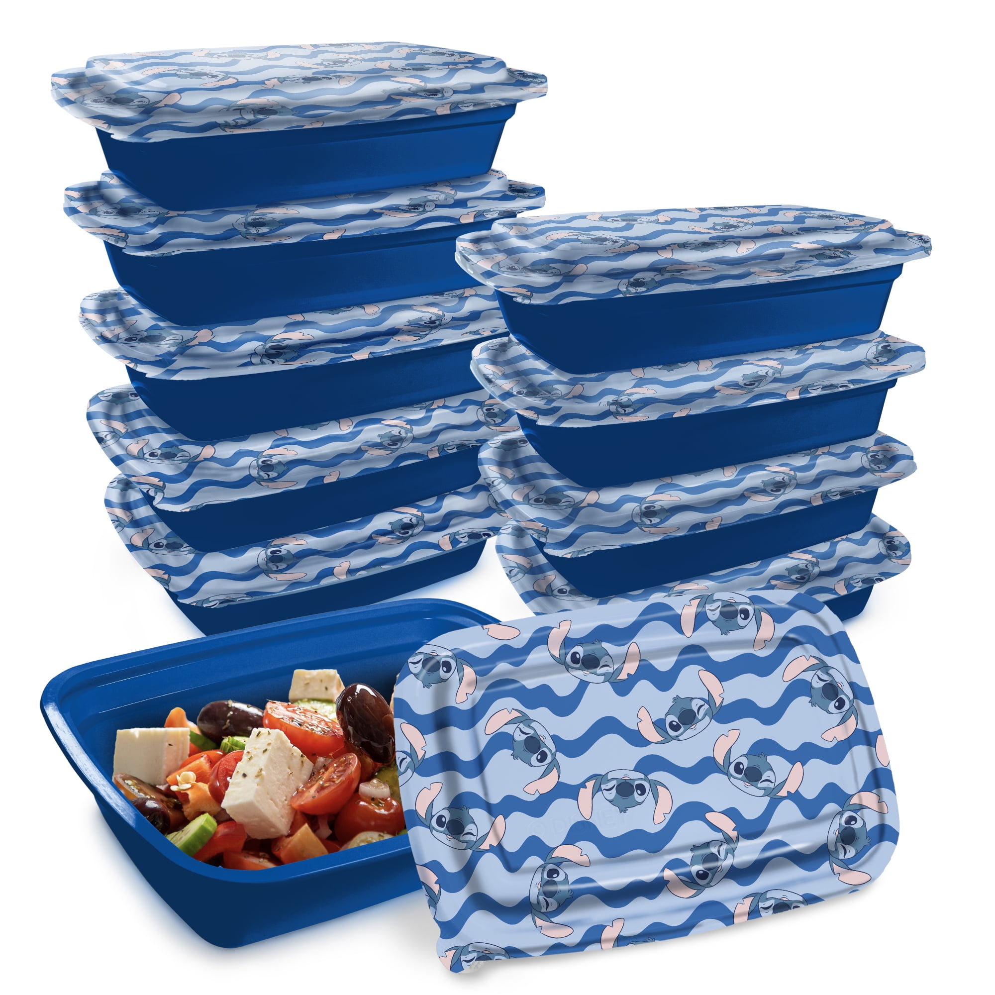 Disney Meal Prep Containers BPA-Free Plastic 4.2-Cup Stitch Wavey Blue ...