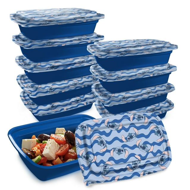 Disney Meal Prep Containers BPA-Free Plastic 4.2-Cup Stitch Wavey Blue ...