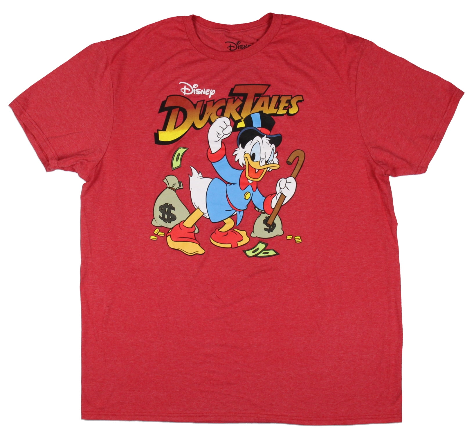Disney Men's Duck Tales Scrooge McDuck Money Bags Red Heather T-Shirt ...