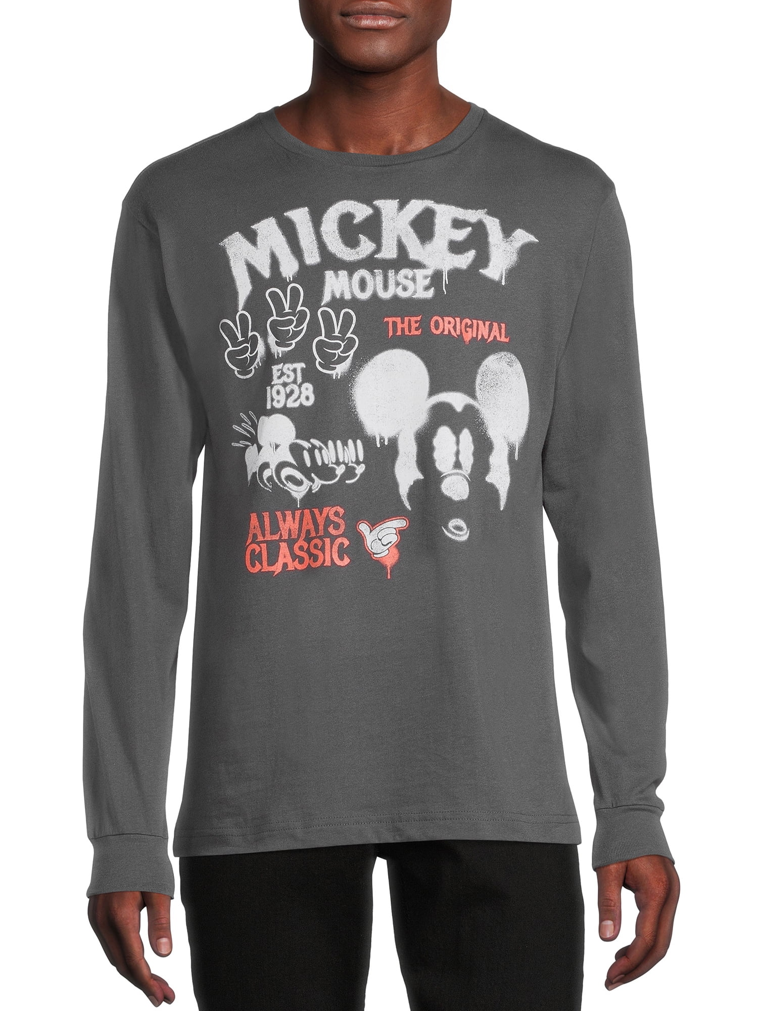 Disney Men's Mickey Mouse Multi Hit Rock Graphic Long Sleeve T-Shirt ...