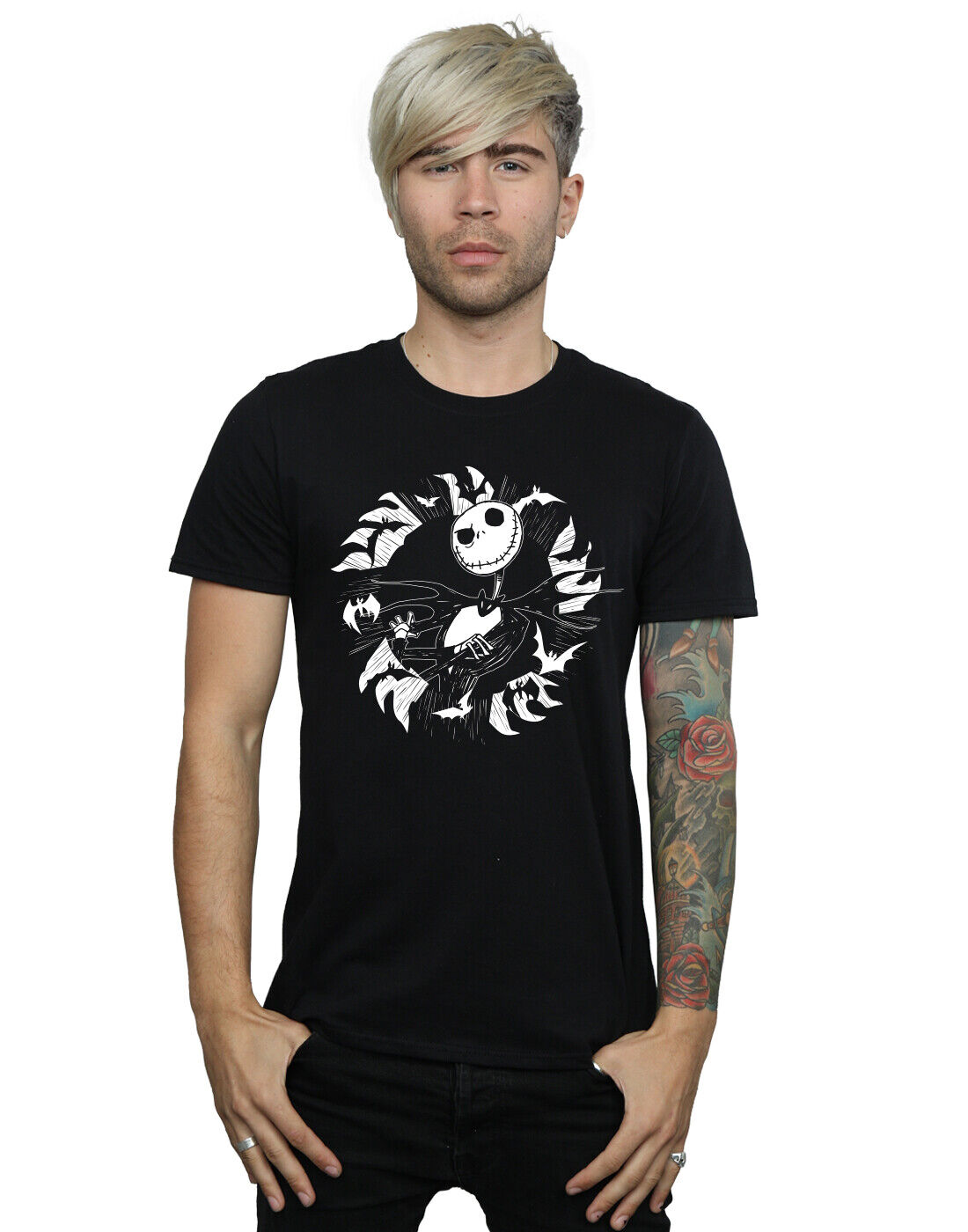 Disney Men's Nightmare Before Christmas Jack Bat Circle T-Shirt ...