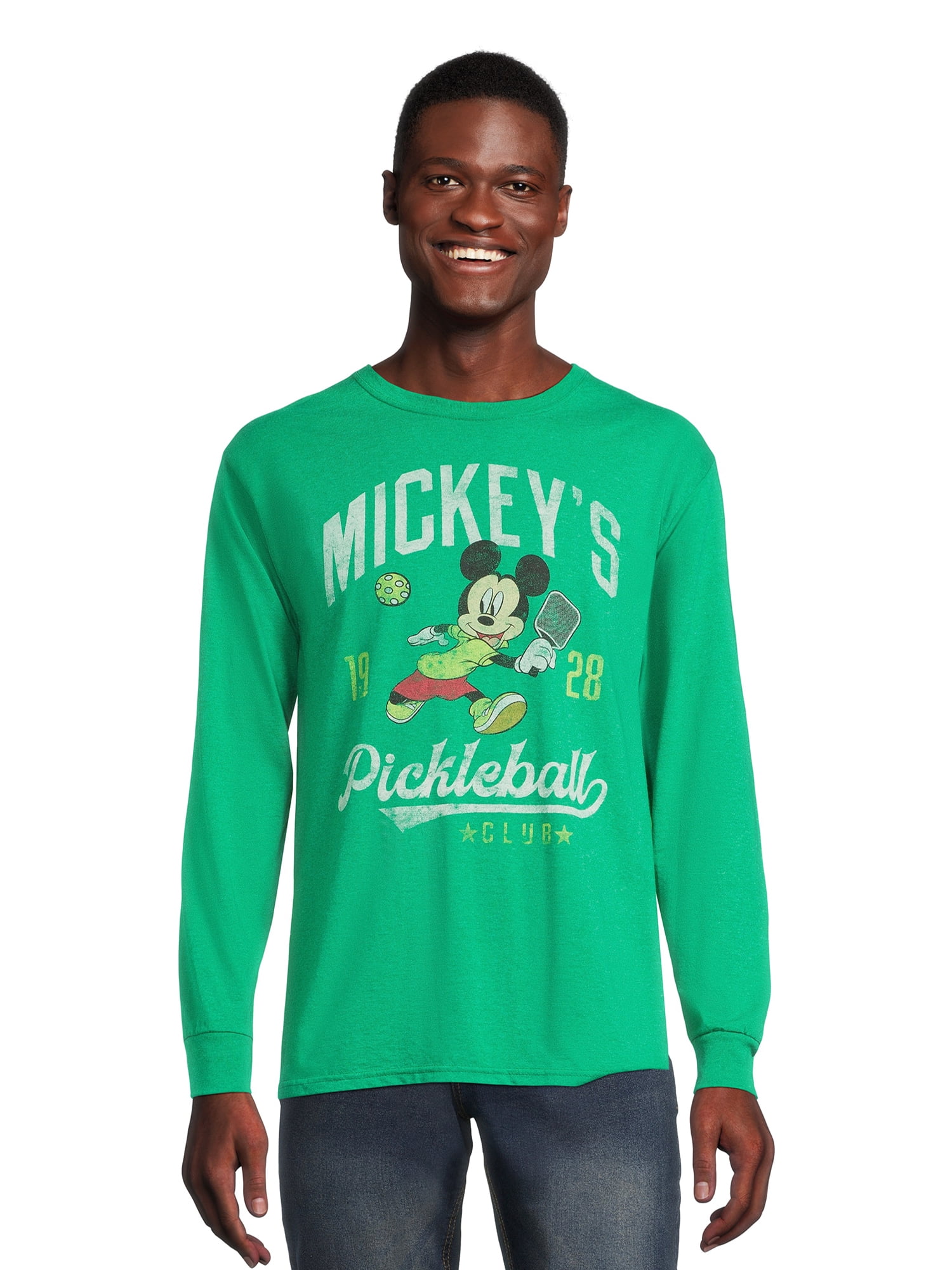 Disney Men’s and Big Men’s Mickey Pickleball Graphic Tee with Long ...