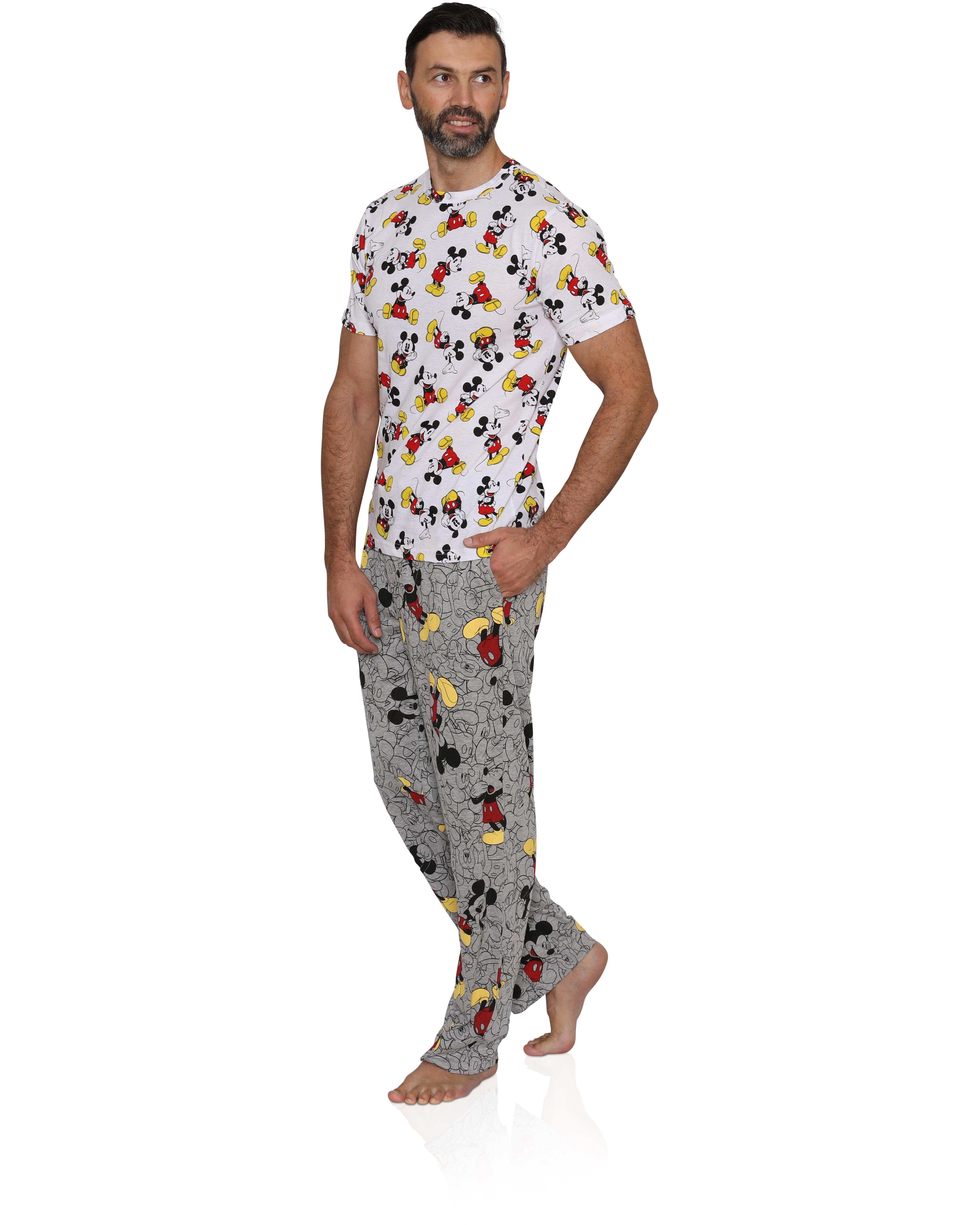 Disney Mens Classic Mickey Mouse Pajama Tee and Lounge Pant Set, Gray ...