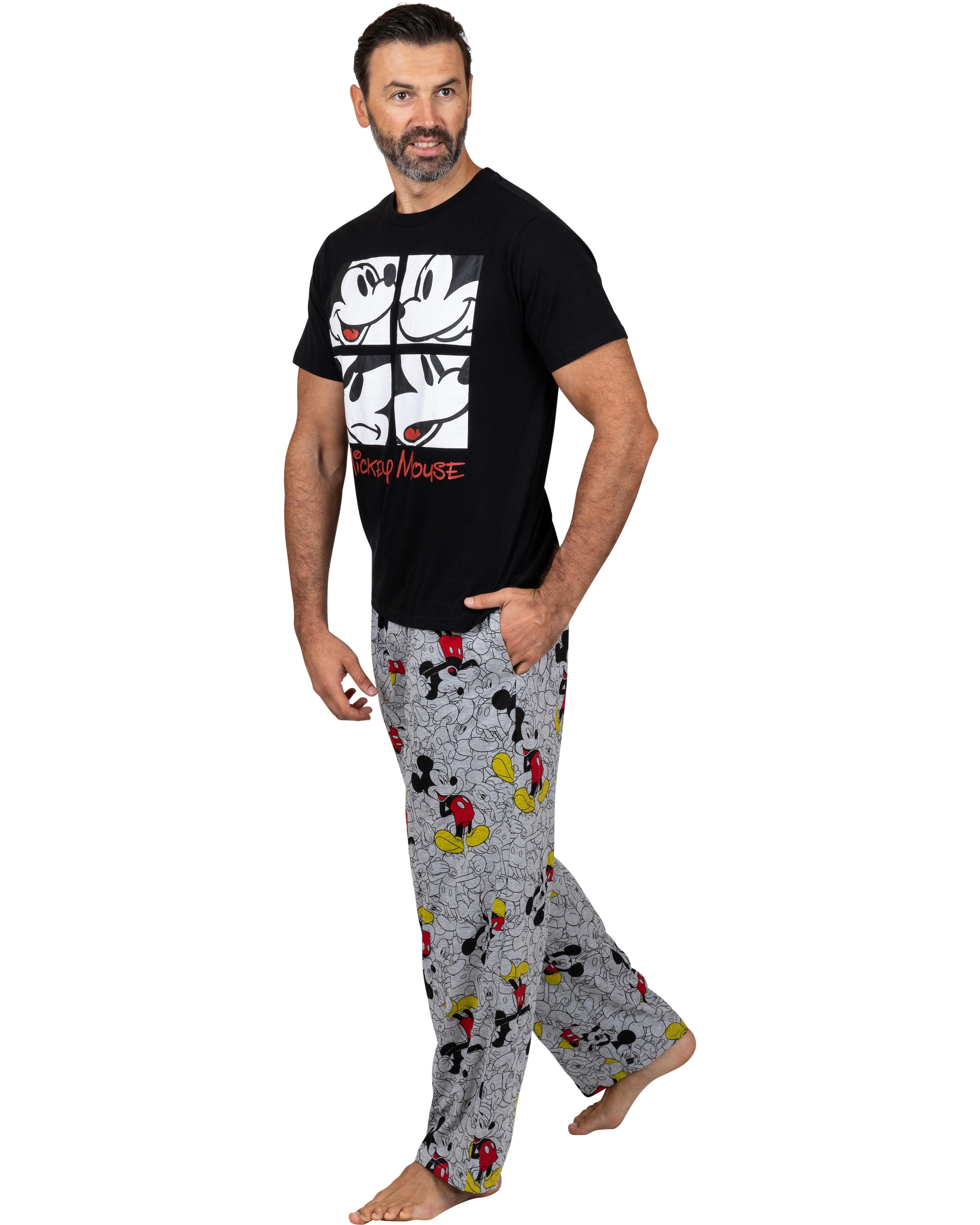 Disney Mens Classic Mickey Mouse Pajama Tee and Sleep Bottoms Set ...
