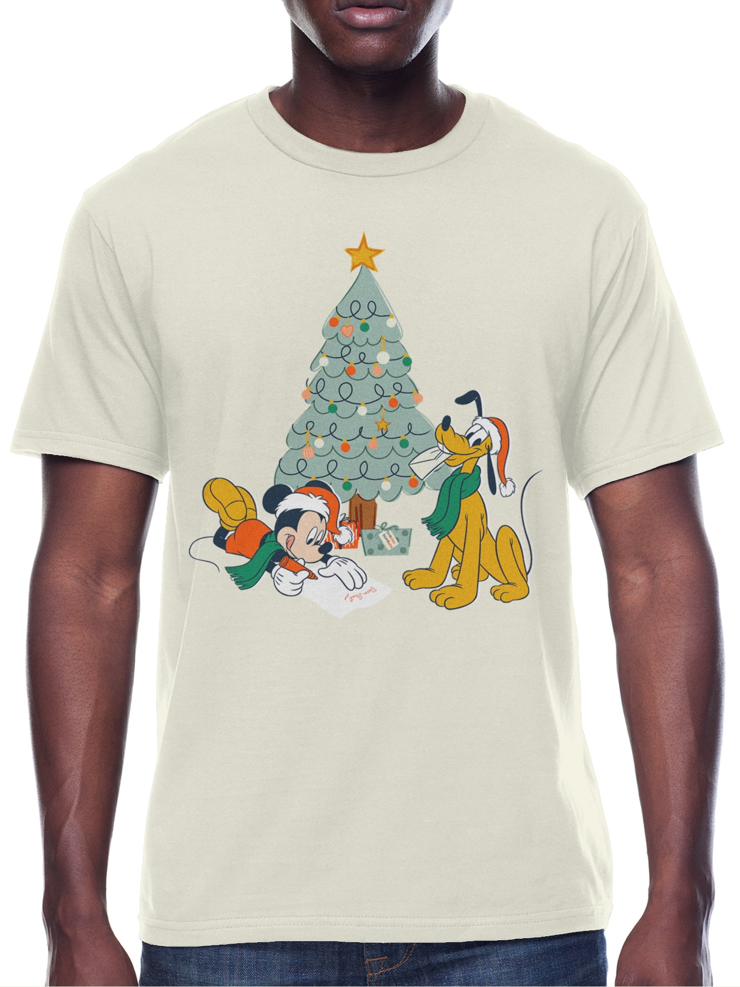 Disney Men's & Big Men's Christmas Mickey Mouse & Pluto Letter For ...