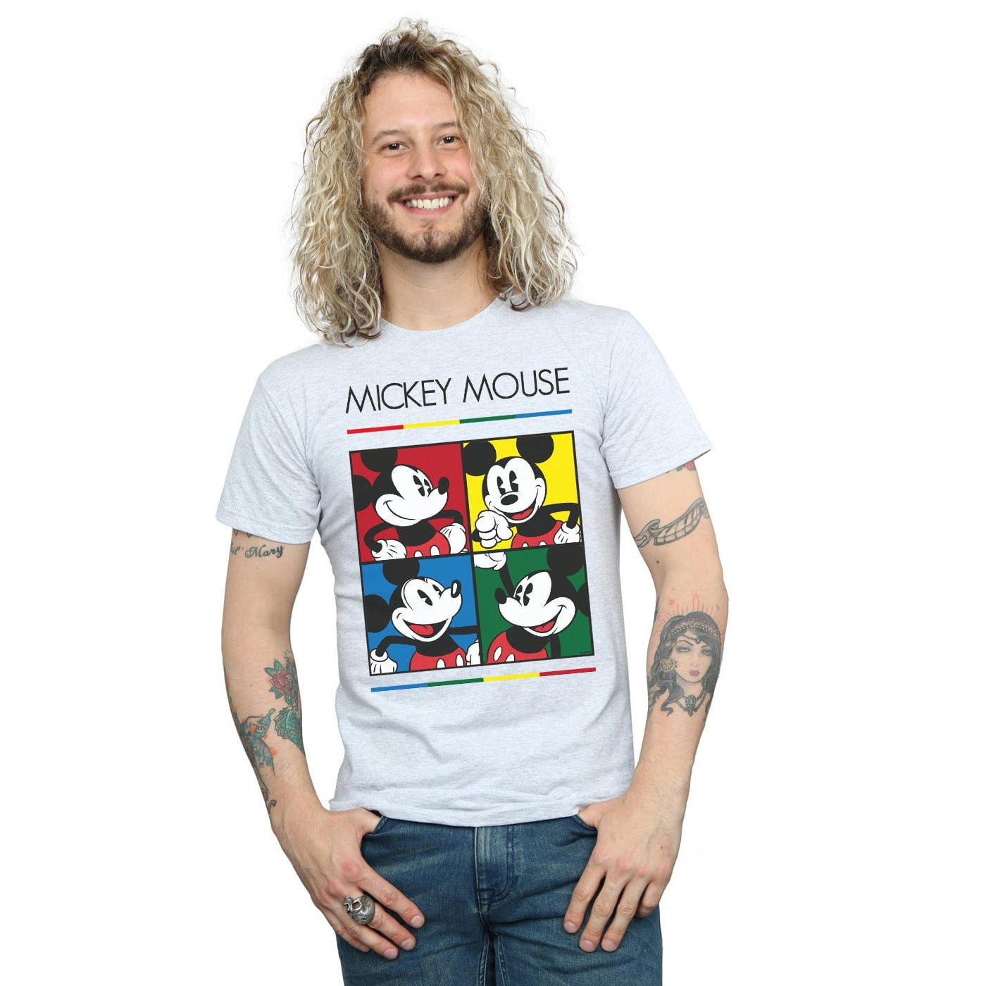 Disney Mens Mickey Mouse Square Colour T-Shirt - Walmart.com